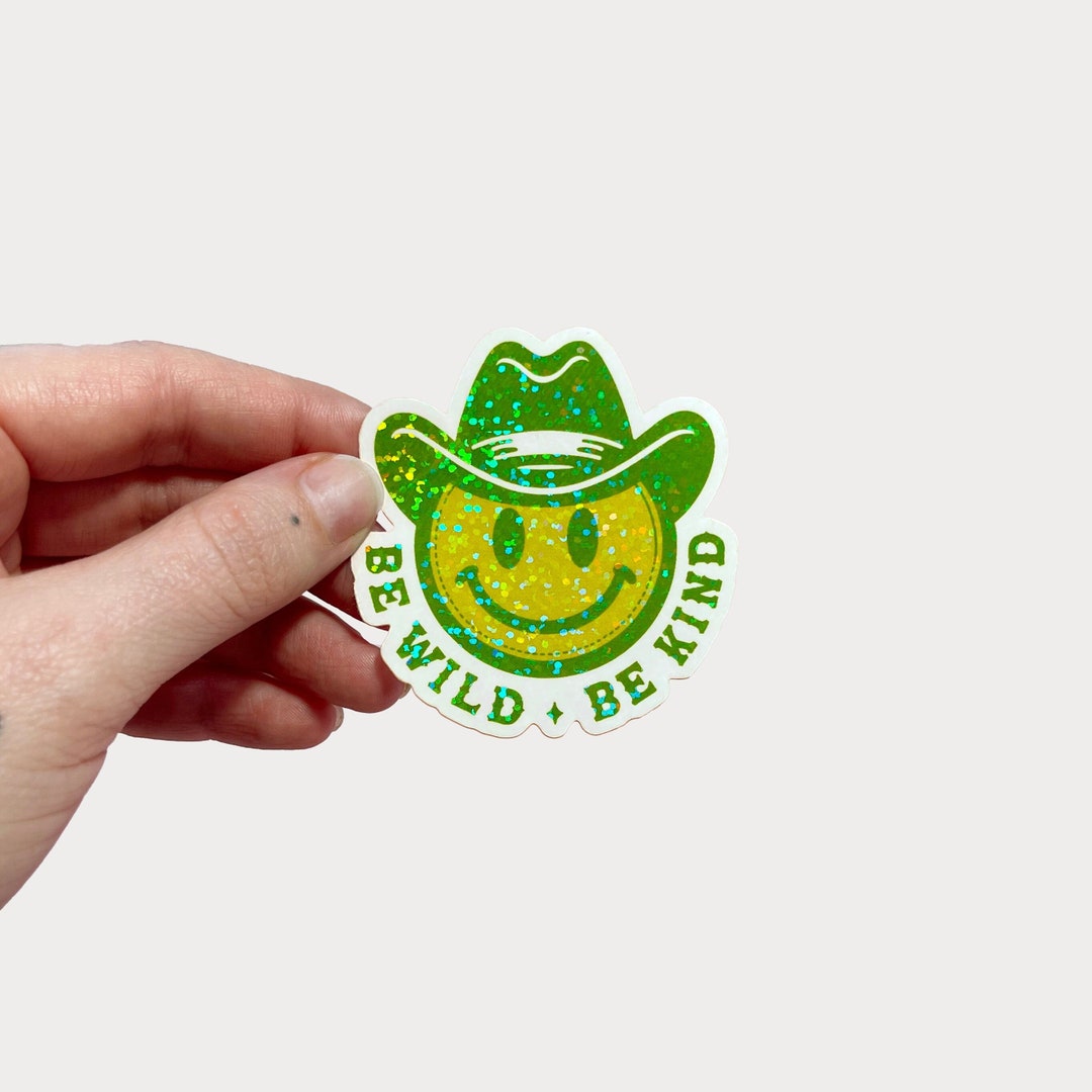 Green Glitter Smiley Face Vinyl Sticker 2.5 X 2.5 - Etsy