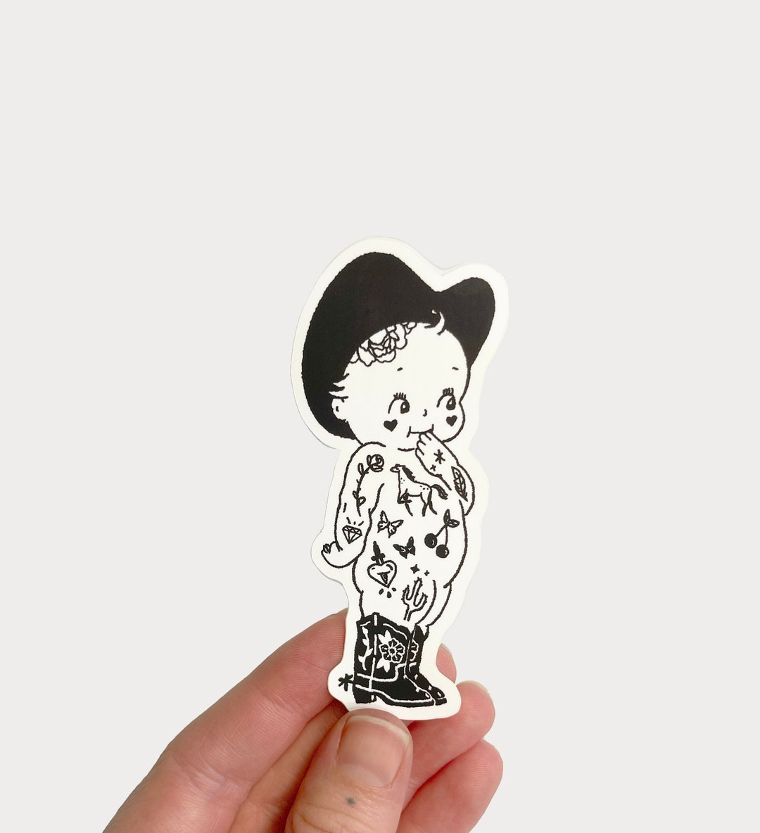 Kewpie Cowgirl Vinyl Sticker 1.6" X 3.5" - Etsy