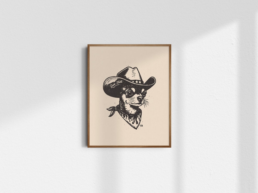 Raisin Hell Cowdog, Giclée Fine Art Print, Western Dog Art, Vintage ...
