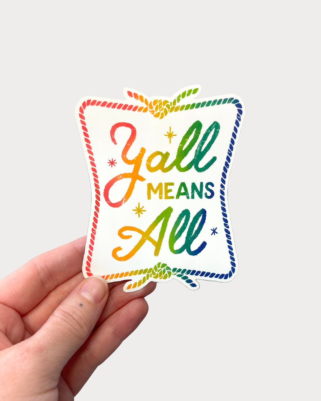 Yall Means All Vinyl Sticker 3.2" X 4" - Etsy