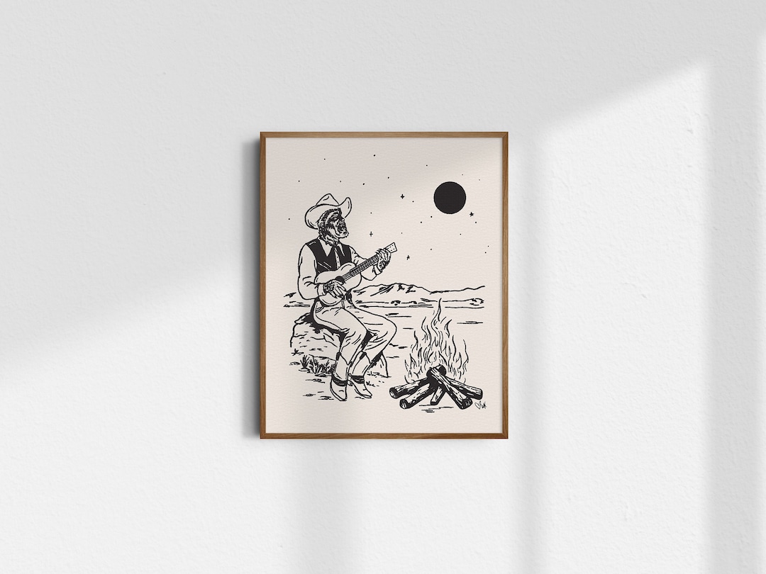 Full Moon Cowboy Werewolf, 8x10 Halloween Art, Halloween Cowboy, Giclée ...