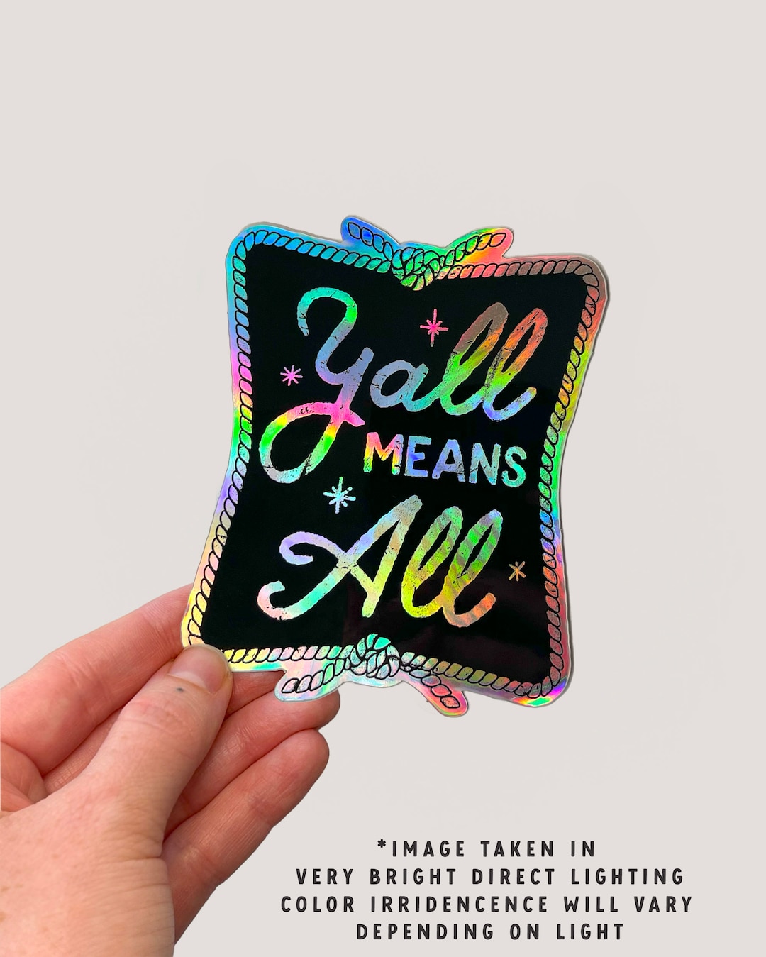 Holographic Yall Means All Vinyl Sticker 3.2" X 4" - Etsy
