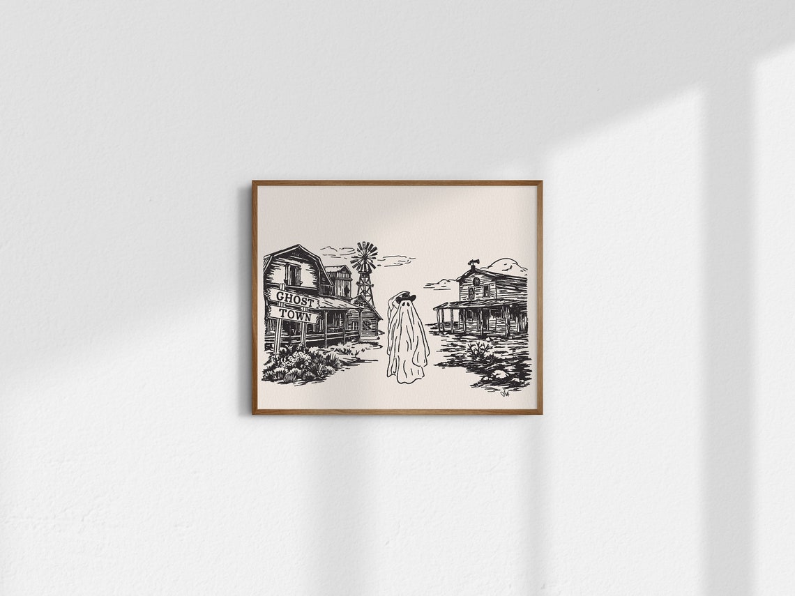 Ghost Town, 8x10 Halloween Art, Cowboy Halloween, Giclée Fine Art Print ...