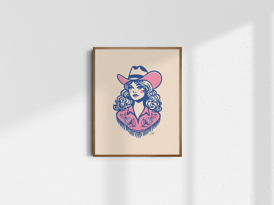 Pretty & Punchy, Giclée Fine Art Print, Retro Cowgirl Art, Vintage ...
