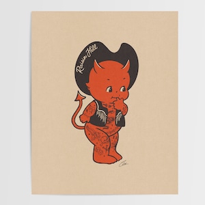 Kewpie Devil, Giclée Fine Art Print, Western Devil Print, Cowboy Devil ...