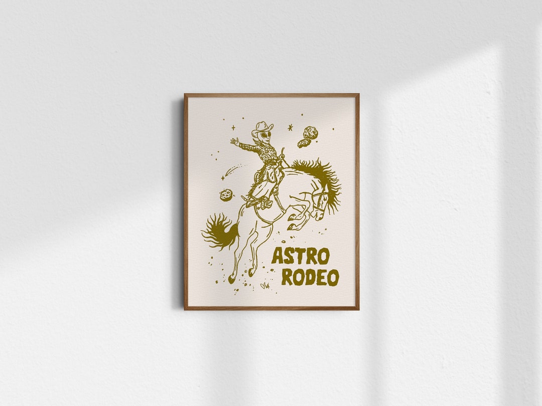Astro Rodeo, Alien Art Print, Alien Cowboy, Cosmic Cowboy, Space Cowboy ...
