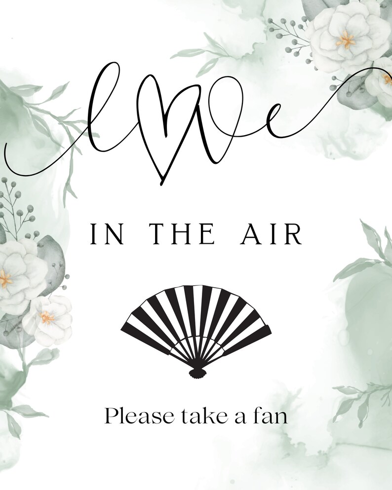 Love is in the Air, Please Take a Fan! Bridal Shower Sign, Wedding Sign ...