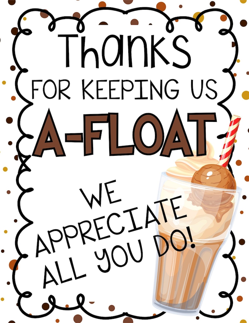 Root Beer Float Appreciation Sign: Printable Teacher, Staff Gift (PDF ...