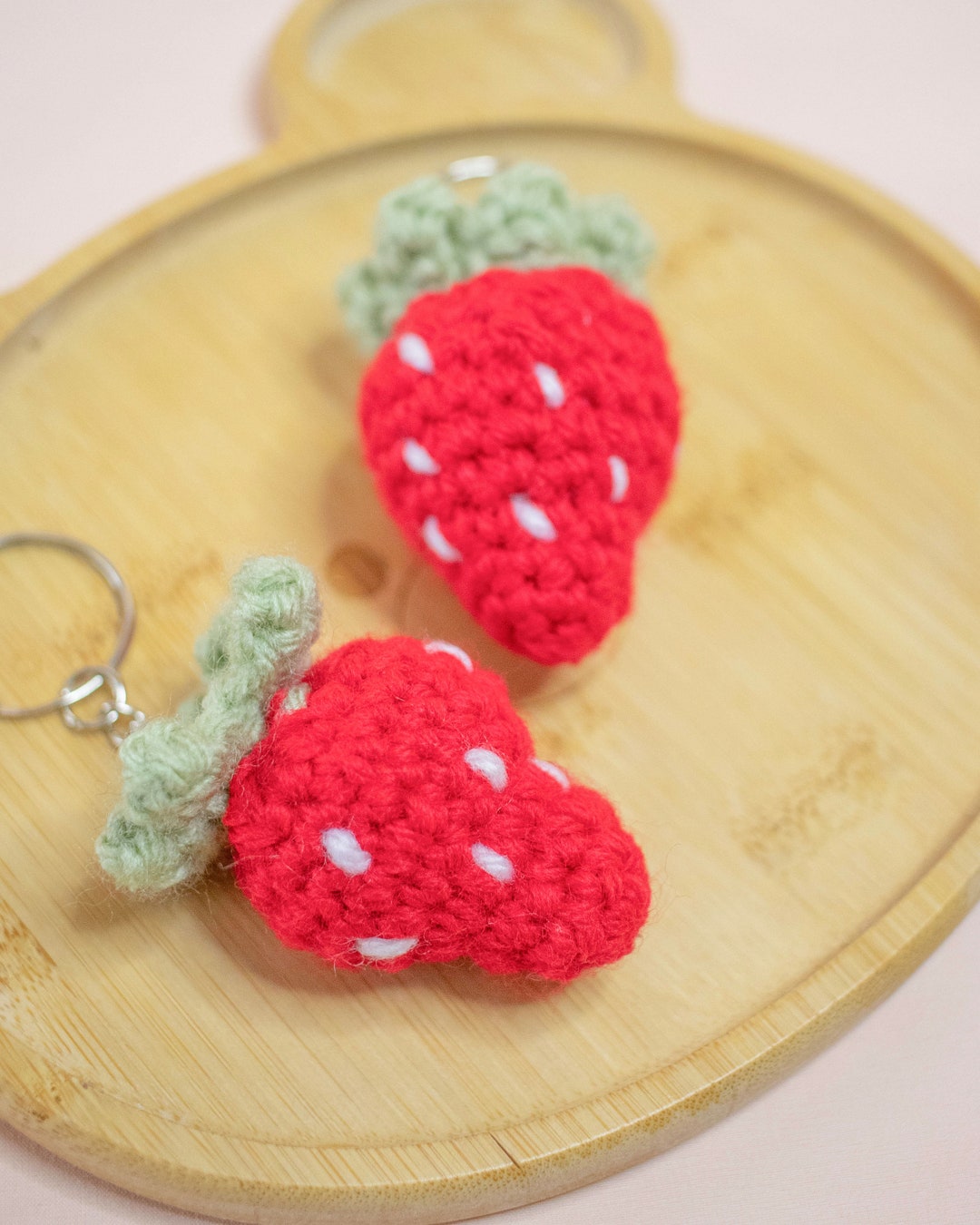 Crochet Strawberry Keychain | Crochet Keychain Handmade, Crochet ...