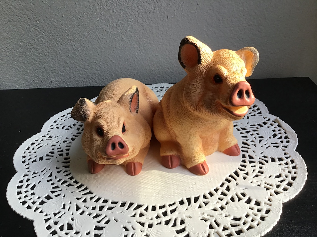 Two Cute Peachy Hard Plastic Resin Pigs - Etsy
