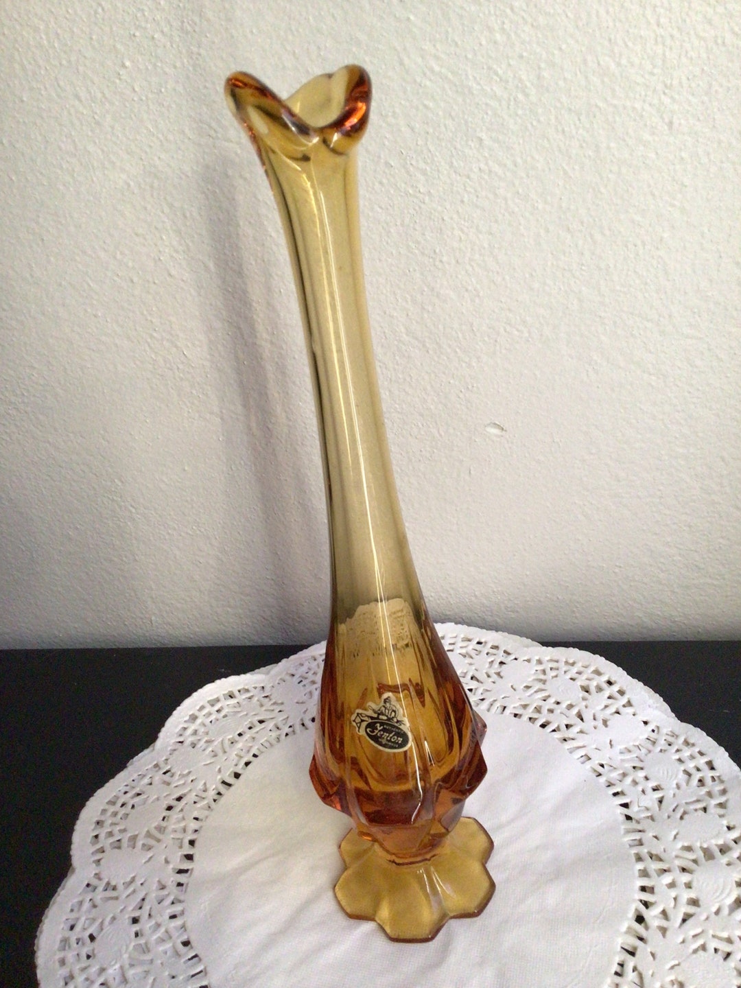 Fenton Valencia Amber Glass Swing Vase Pedestal Base Mid Century - Etsy Fenton Valencia Amber Glass Swing Vase Pedestal Base Mid Century - Etsy