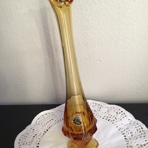 Fenton Valencia Amber Glass Swing Vase Pedestal Base Mid Century - Etsy