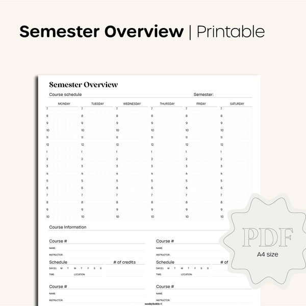Semester Planner Printable - Etsy