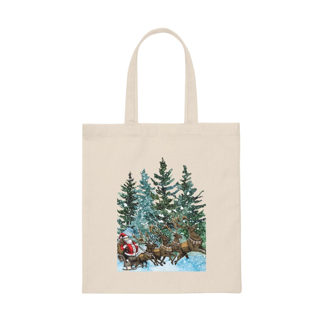 Tote Bag Santa Tote Canvas Tote Bag Trendy Bag Aesthetic - Etsy