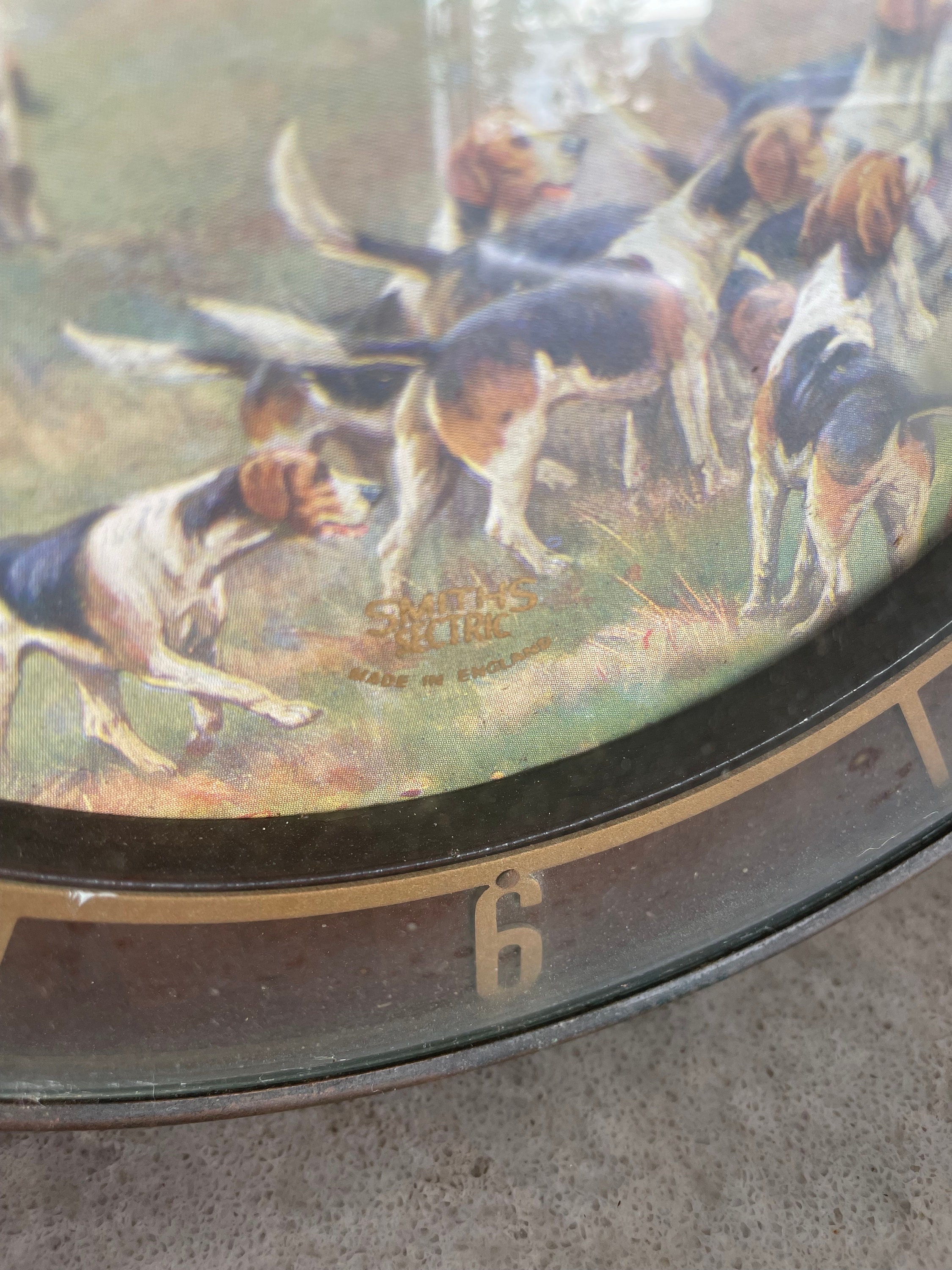 English Hunting Scene Mantle Clock Non-working Electric Smiths sectric ...