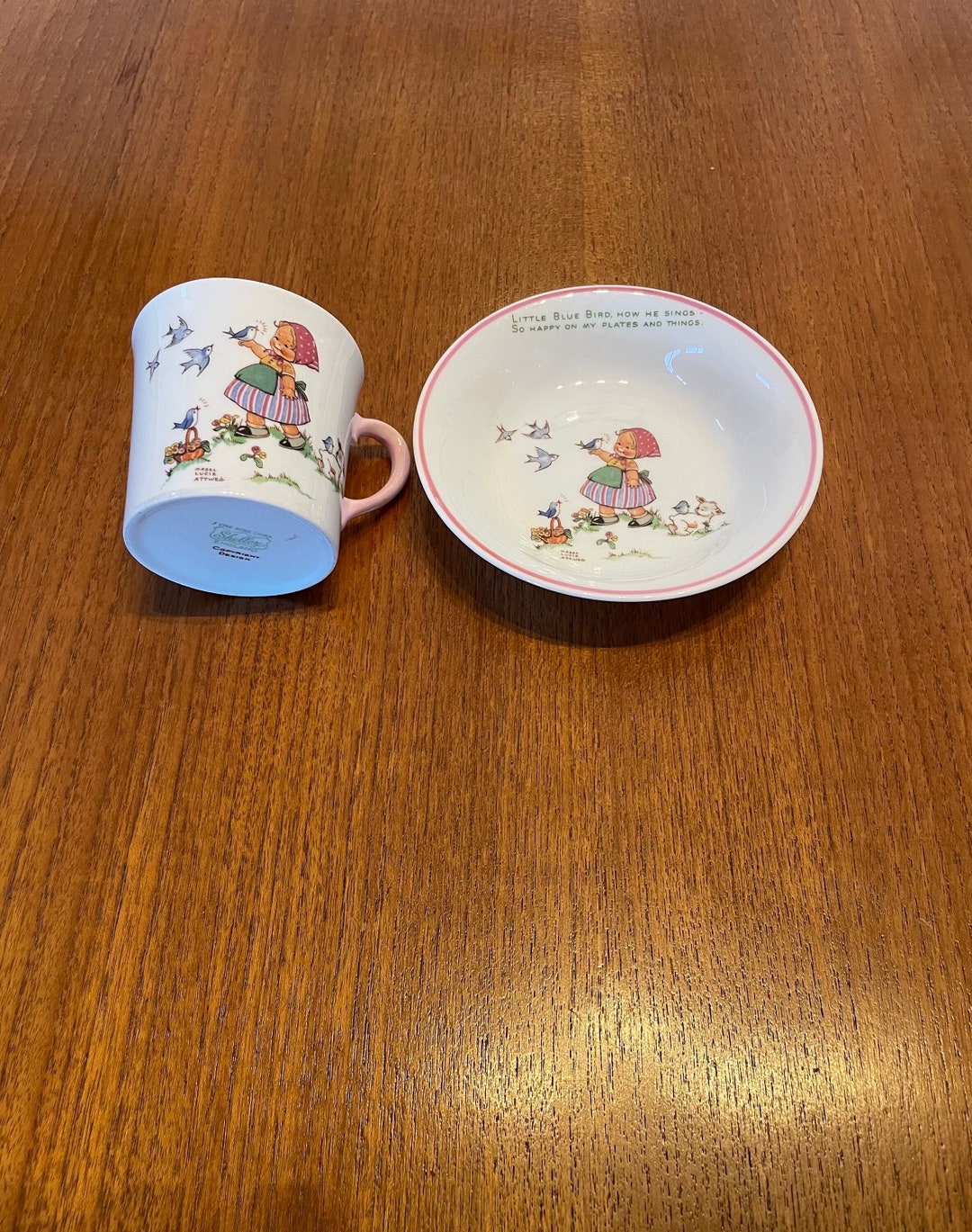 Shelley Nursery Ware. Mabel Lucie Atwell 1930s Design. Pink Highlights ...