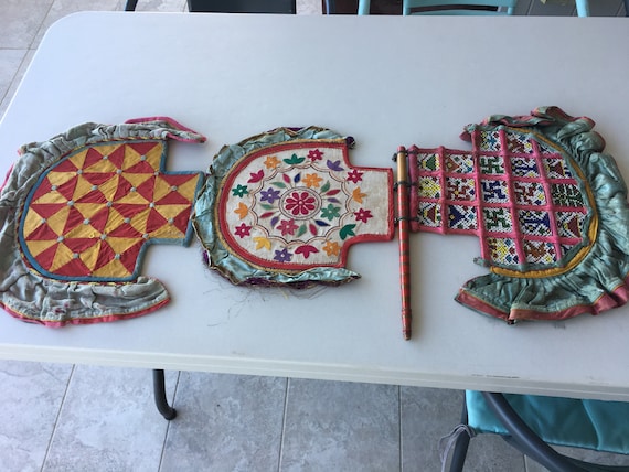 Vintage Indian Patchwork Pankha Fan c1950s - Gem