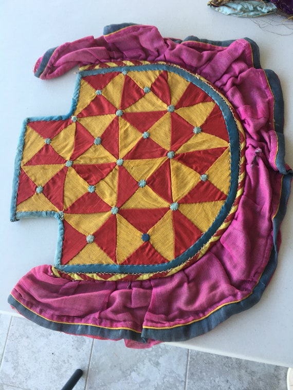 Vintage Indian Patchwork Pankha Fan c1950s - Gem