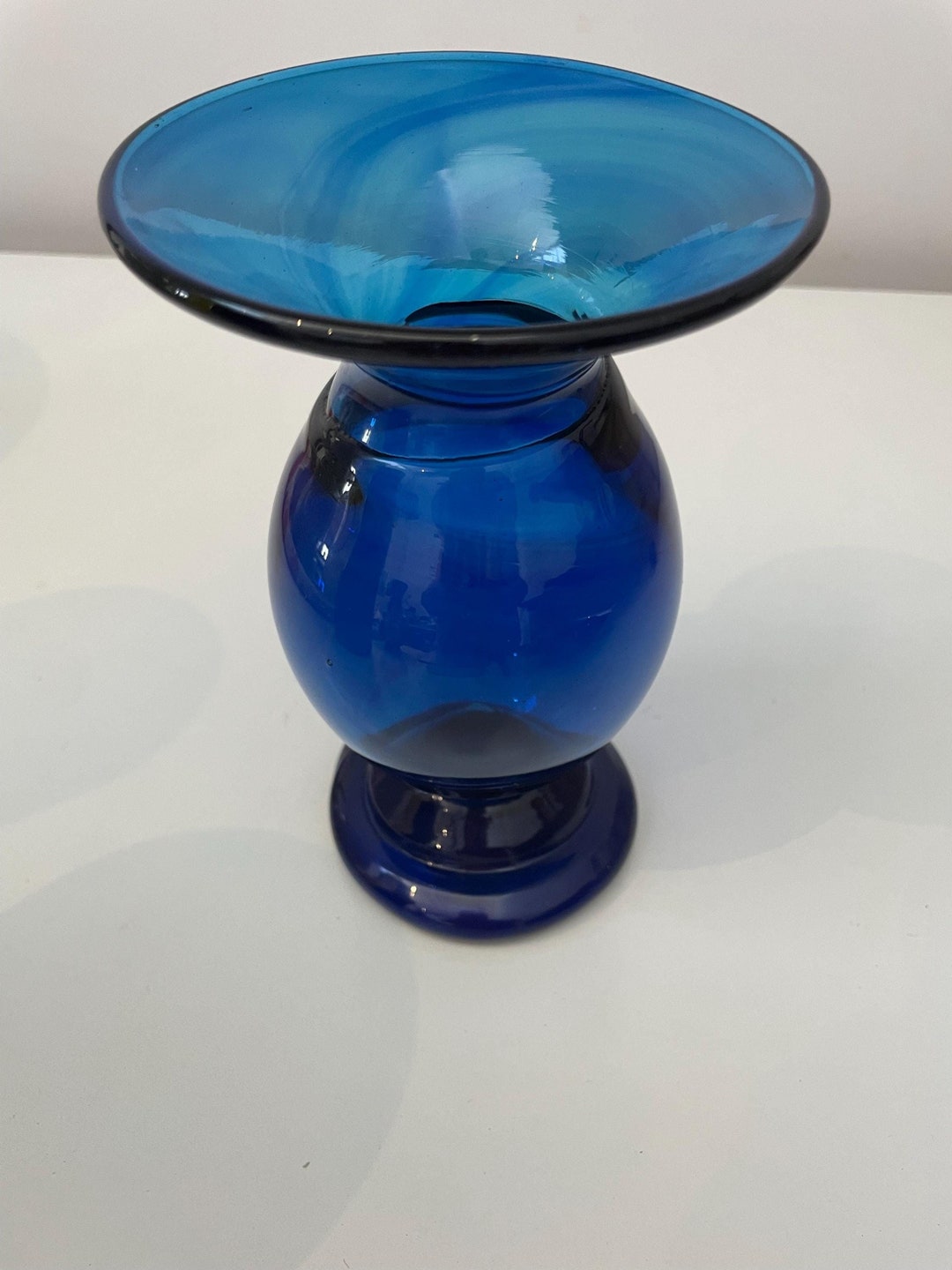 Signed Peter Patterson Art Glass Vase, Sapphire Cobalt Blues, 1996 - Etsy