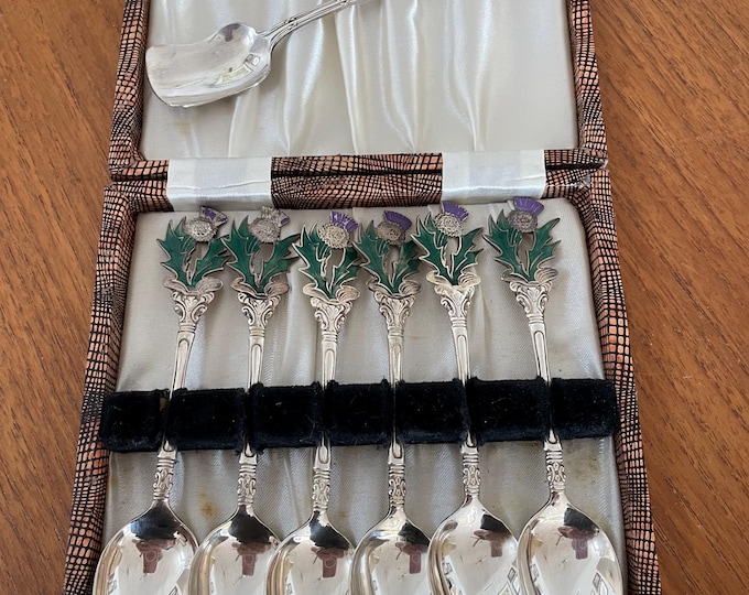 Vintage Silver Plate Teaspoons, Thistle Enamel, Scottish Spoons (set of ...