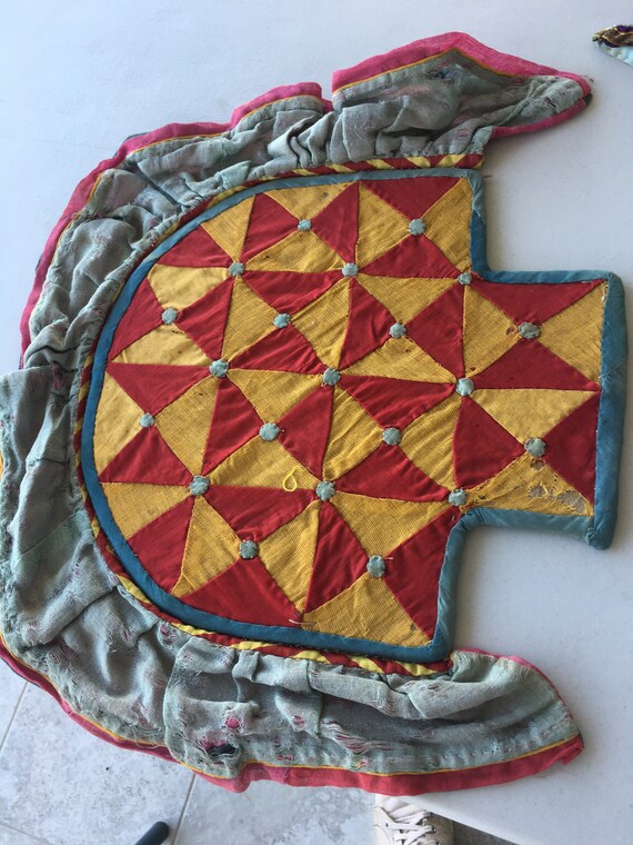 Vintage Indian Patchwork Pankha Fan c1950s - Gem