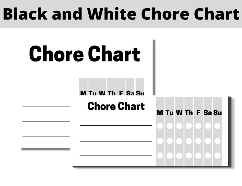 Chore Chart - Black and White - Etsy