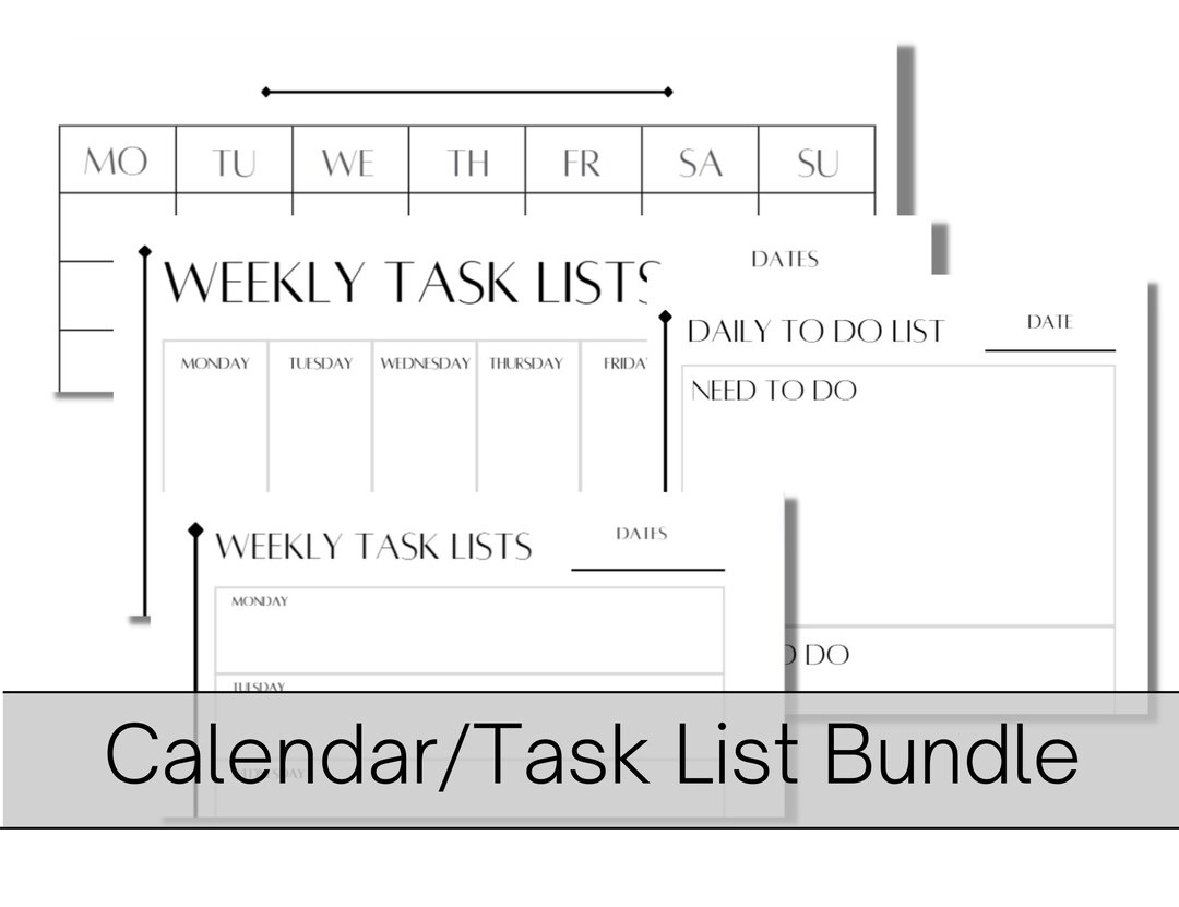 Calendar/task List Bundle - Classic - Etsy