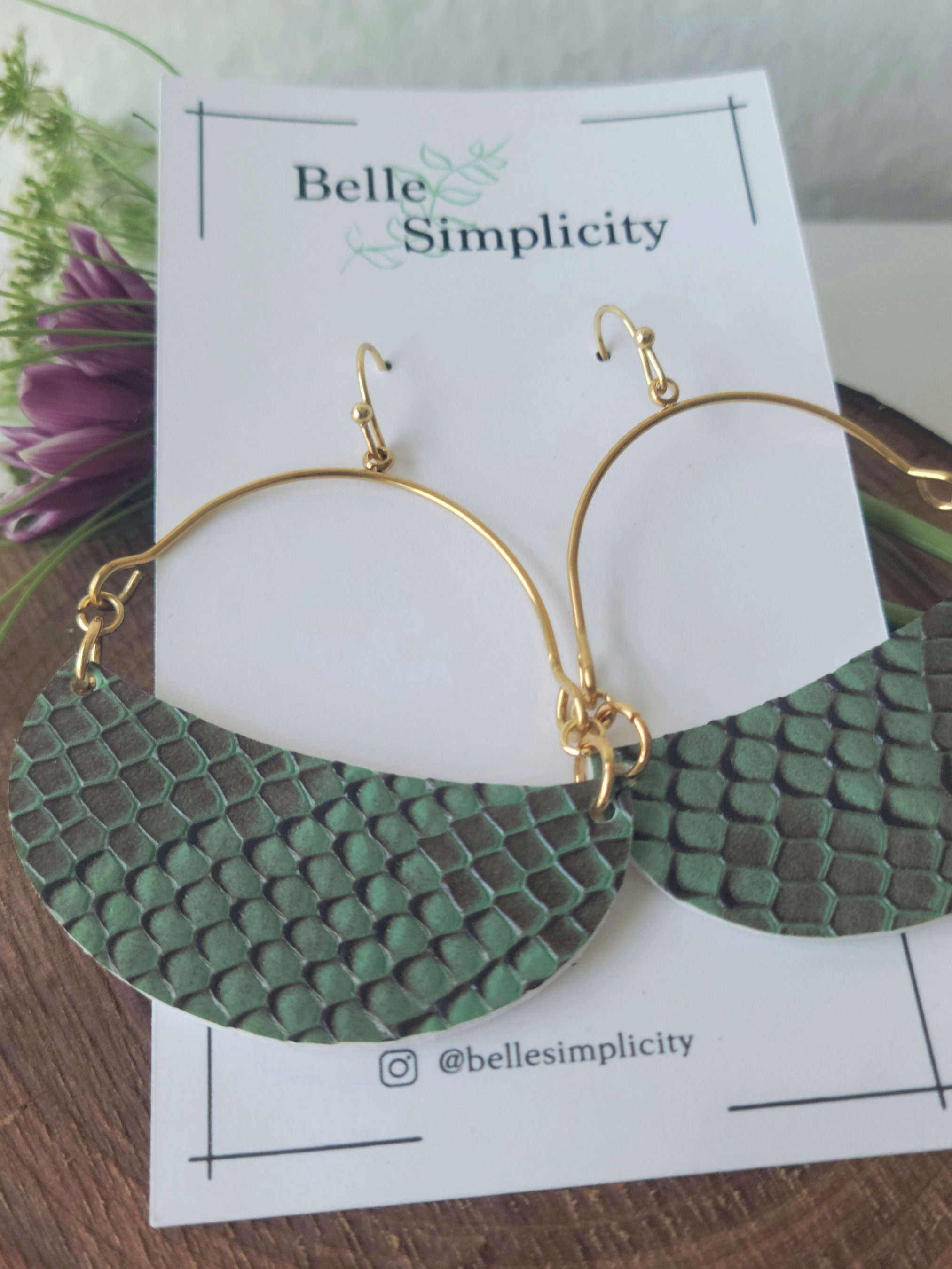 Python Snake Vegan Faux Leather Earrings Alt Clothing Serpent Earrings ...