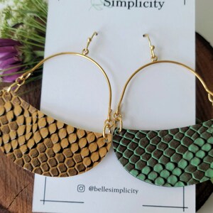 Python Snake Vegan Faux Leather Earrings Alt Clothing Serpent Earrings ...