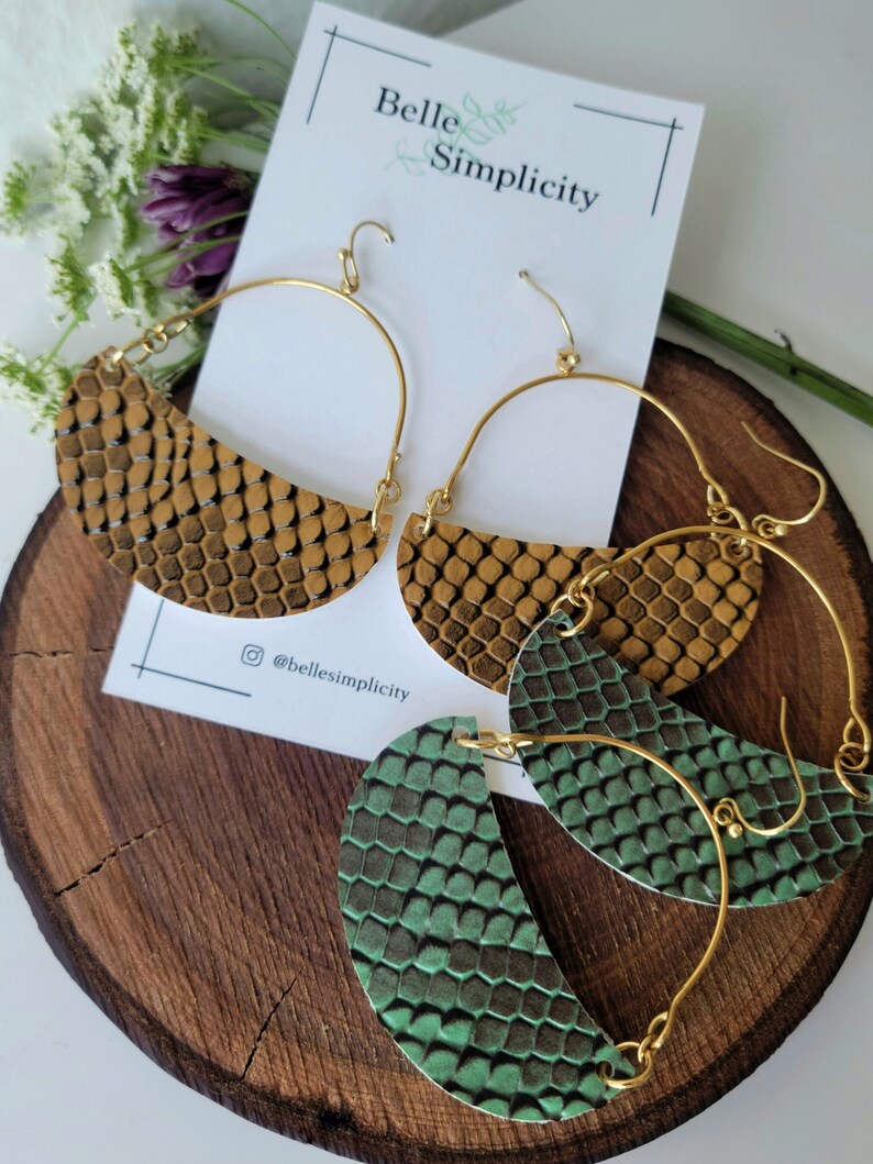 Python Snake Vegan Faux Leather Earrings Alt Clothing Serpent Earrings ...