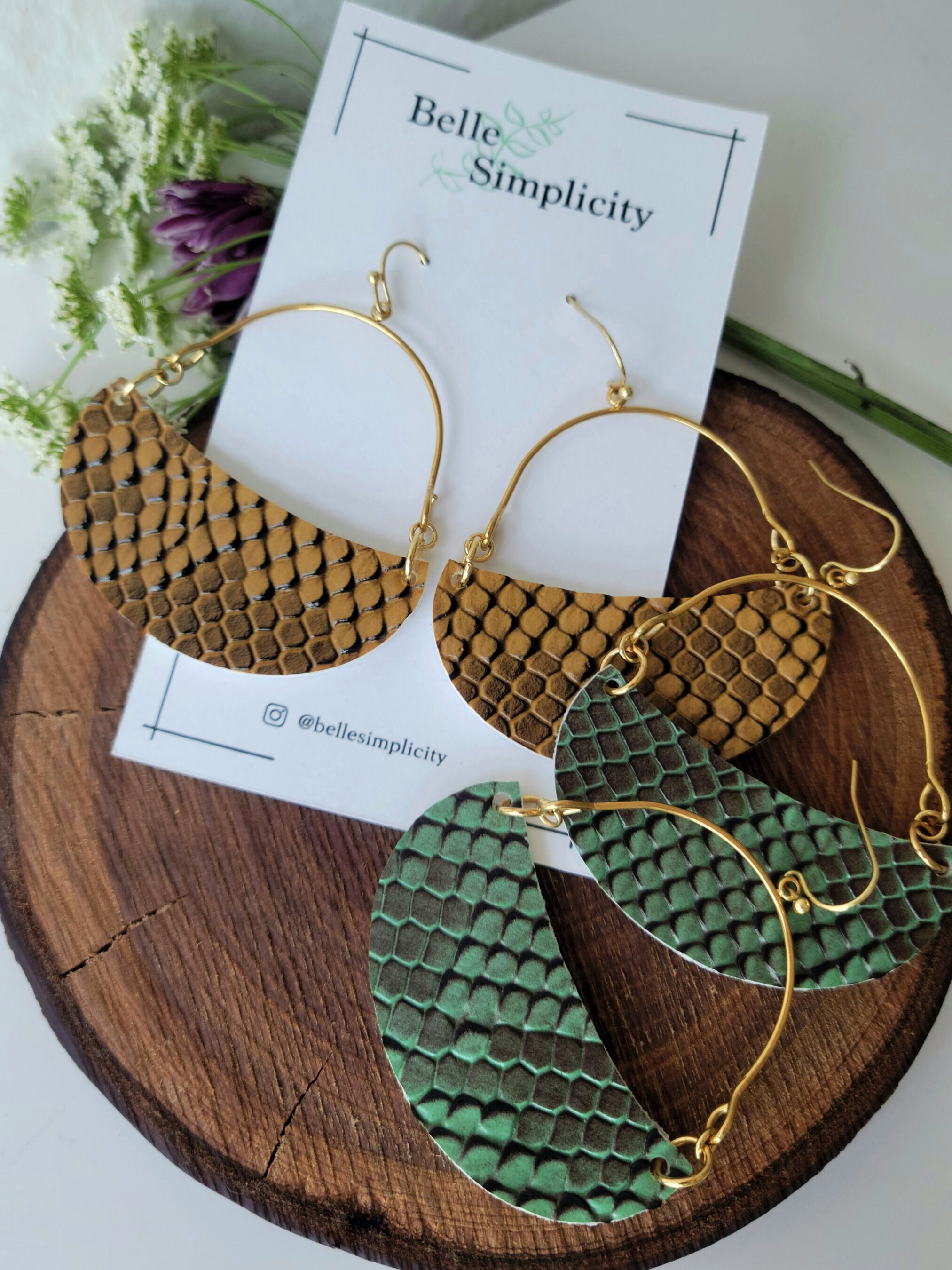 Python Snake Vegan Faux Leather Earrings Alt Clothing Serpent Earrings ...