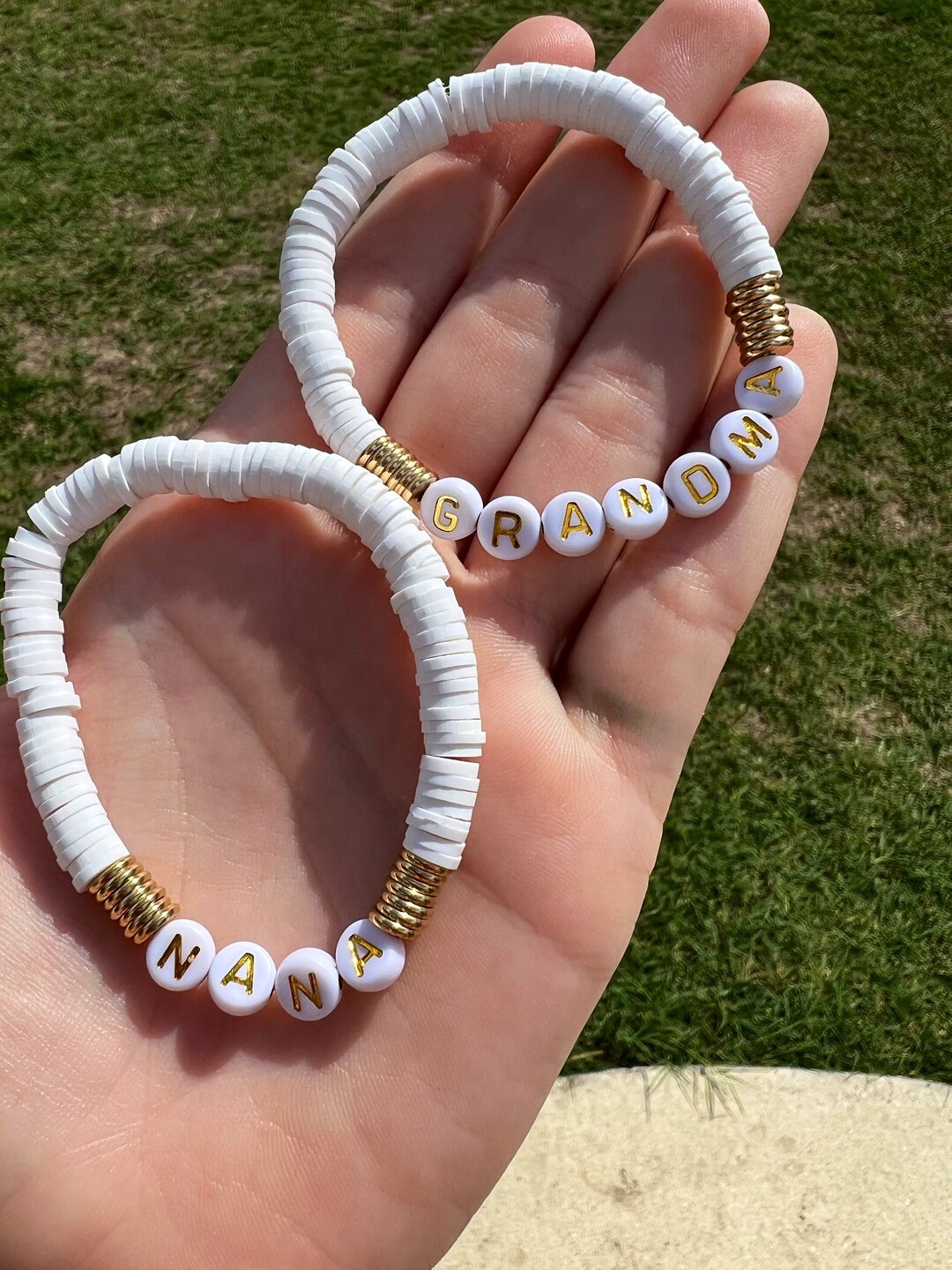 Name Clay Disk Beaded Bracelets - Etsy