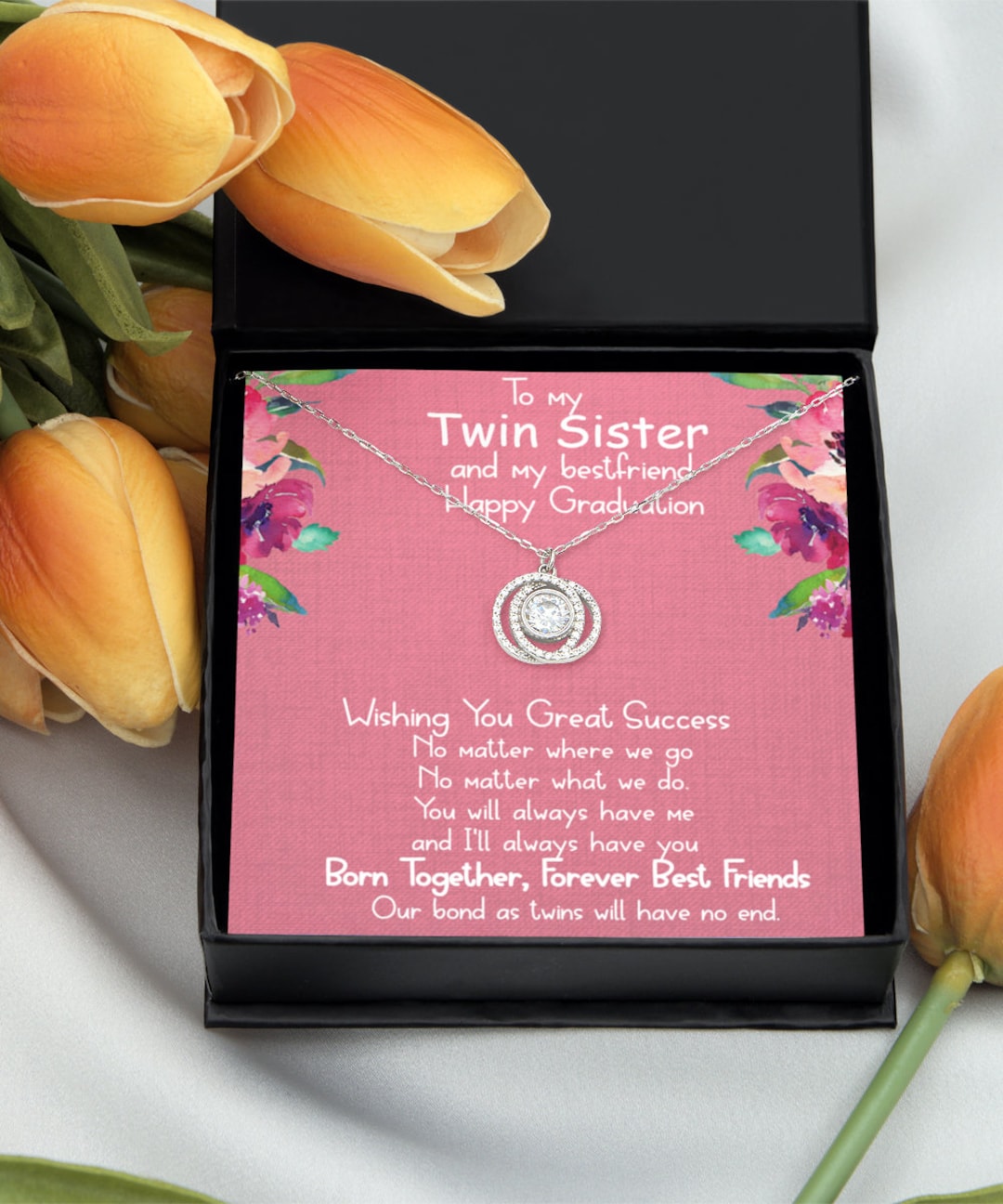Twin Sister Graduation, Happy Graduation Twin Sister, Necklace Twin ...