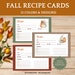 Printable Pumpkin Recipe Cards: Autumn Baking (PDF Download) - Etsy