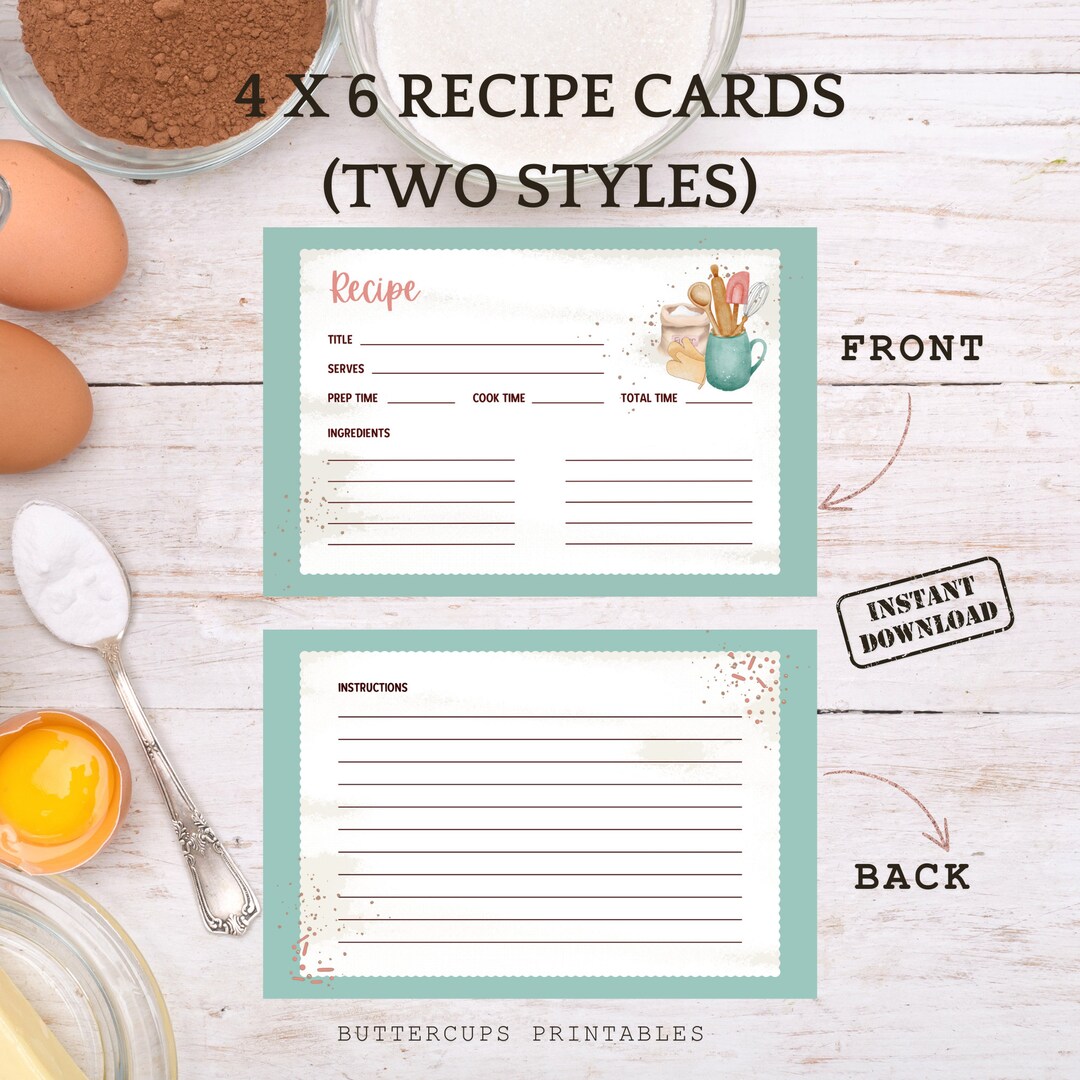 Recipe Cards| Printable Recipe Cards| Cute Recipe Cards| Vintage Recipe ...