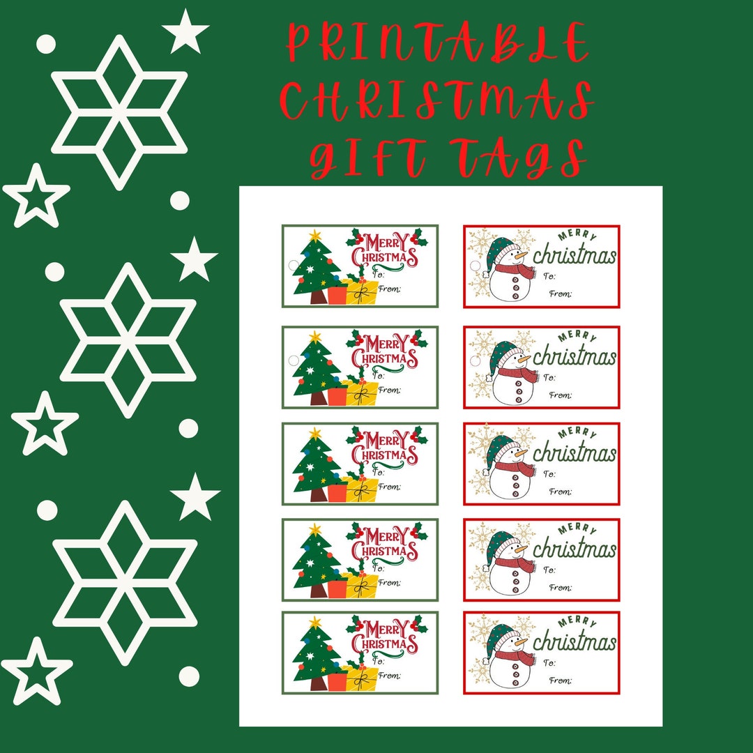 Printable Christmas Gift Tags | Tree & Snowman Designs (PDF Download ...