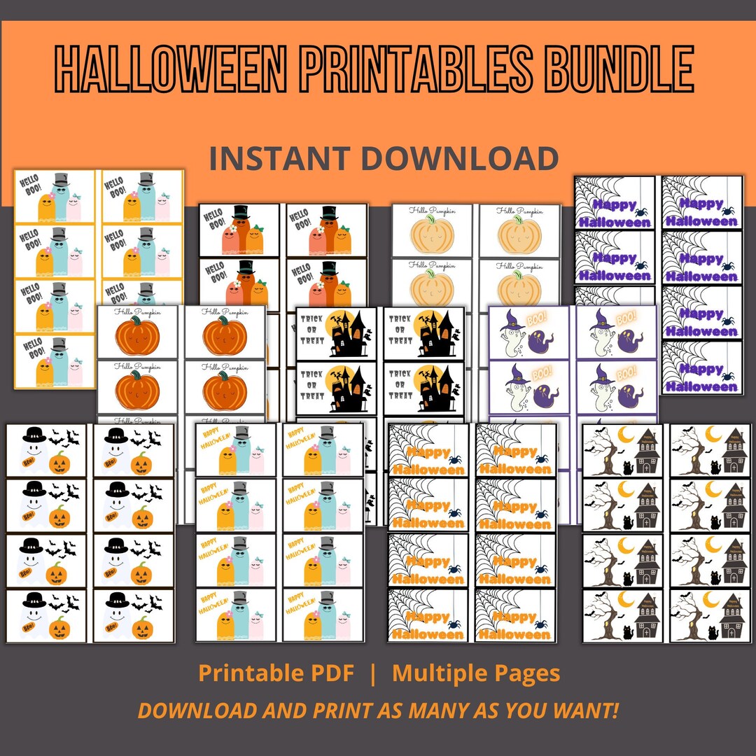 Halloween Printable Gift Tags, Party Favor Bundle (PDF) - Etsy
