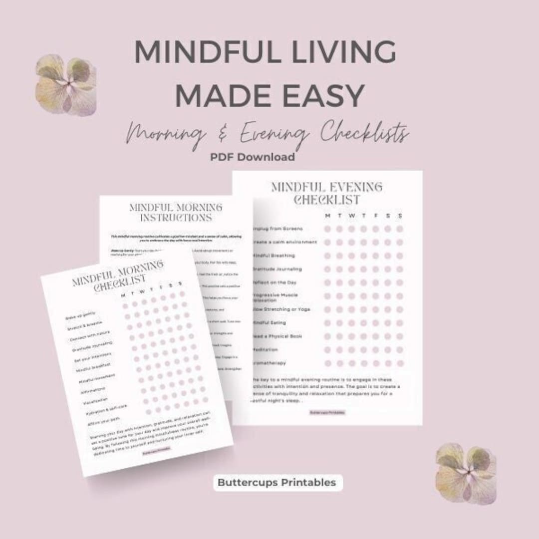 Mindful Morning & Evening Checklist| Self-care Checklist| Daily ...