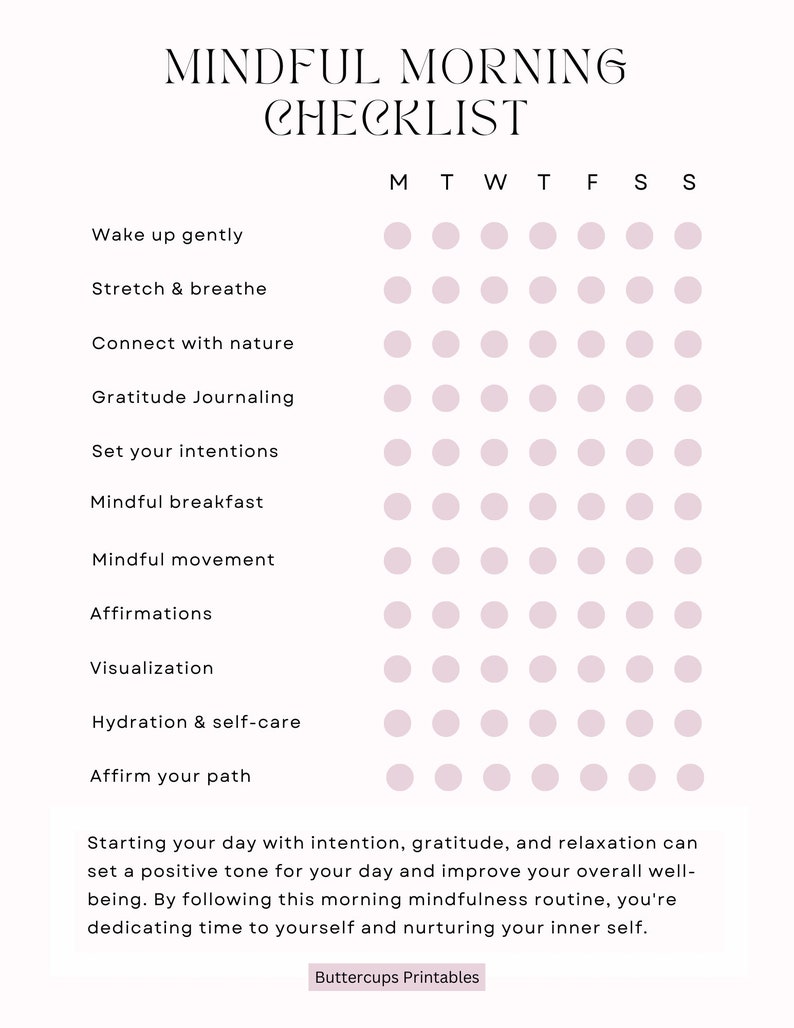 Morning Mindfulness Routine| Morning Checklist| Mindfulness Guide ...
