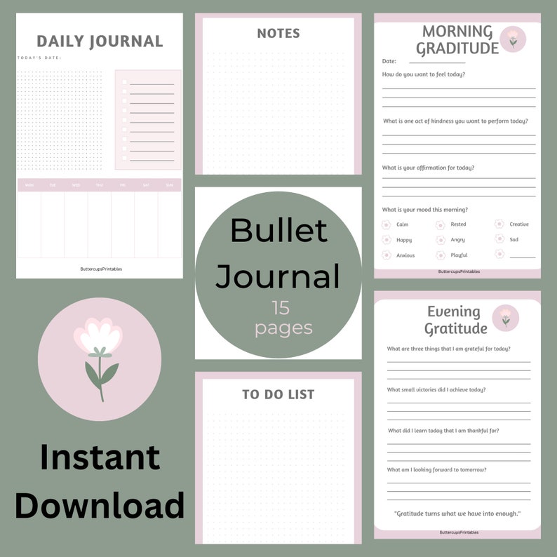 Printable Bullet Journal| Bullet Journal| Mood Tracker| Habit Tracker ...