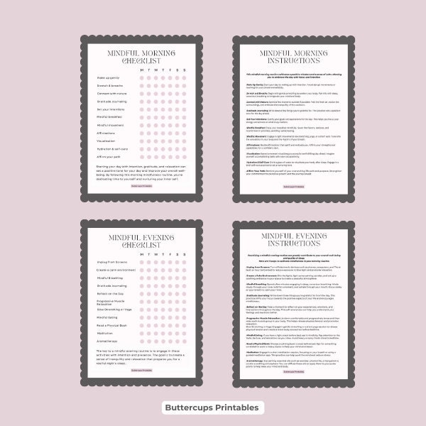 Mindful Morning & Evening Checklist| Self-care Checklist| Daily ...