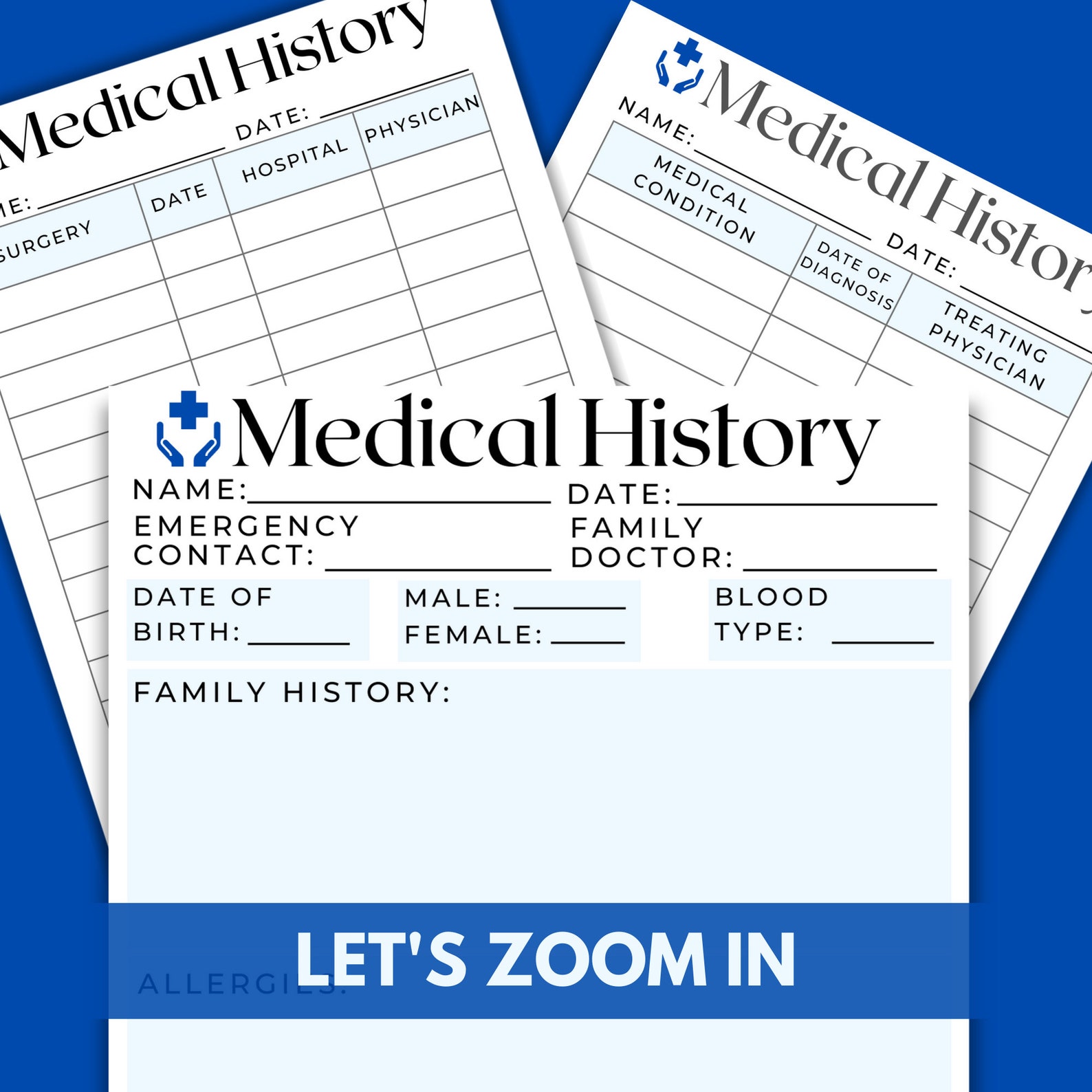 Medical History Printable | Medical History Chart | Organize Medical ...