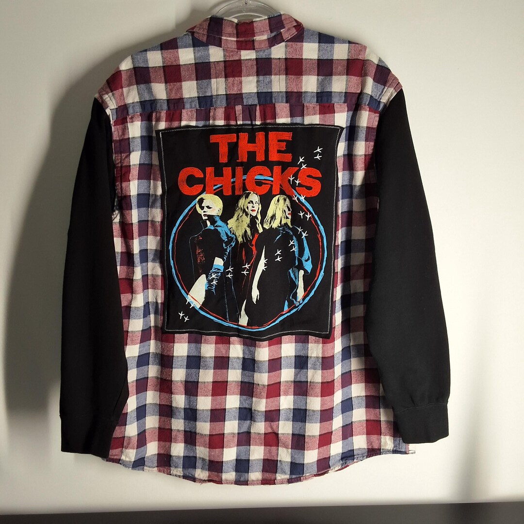The Chicks Upcycled Flannel Sweatshirt Hyrid Button Down Shirt Unisex ...