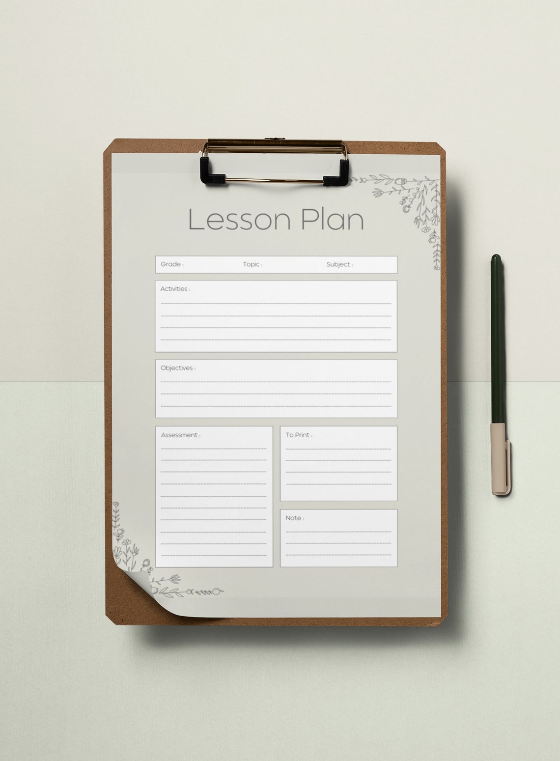 Teacher Lesson Plan Daily Lesson Plan Template Instant Download Lesson ...