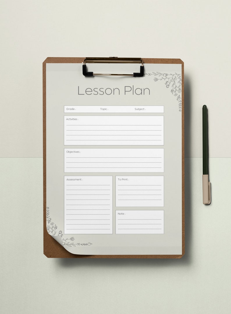 Teacher Lesson Plan Daily Lesson Plan Template Instant Download Lesson ...