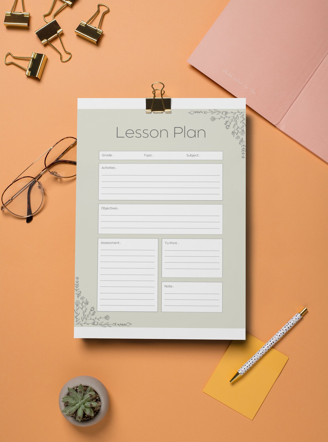 Teacher Lesson Plan Daily Lesson Plan Template Instant Download Lesson ...