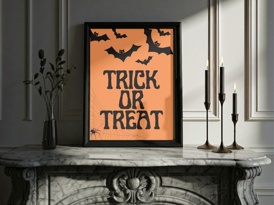 Halloween Trick or Treat Poster | 4 Color Options | Printable Wall Art ...