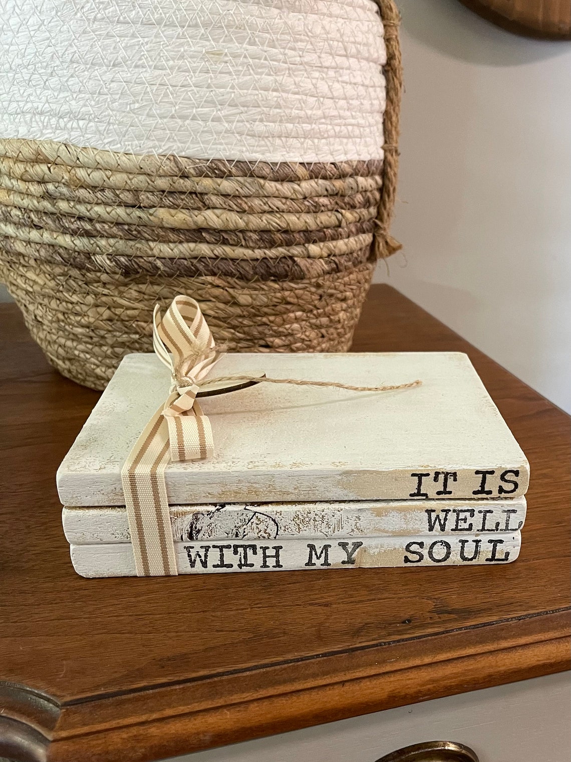 Wood Stacked Books - Etsy