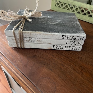 Wood Stacked Books - Etsy