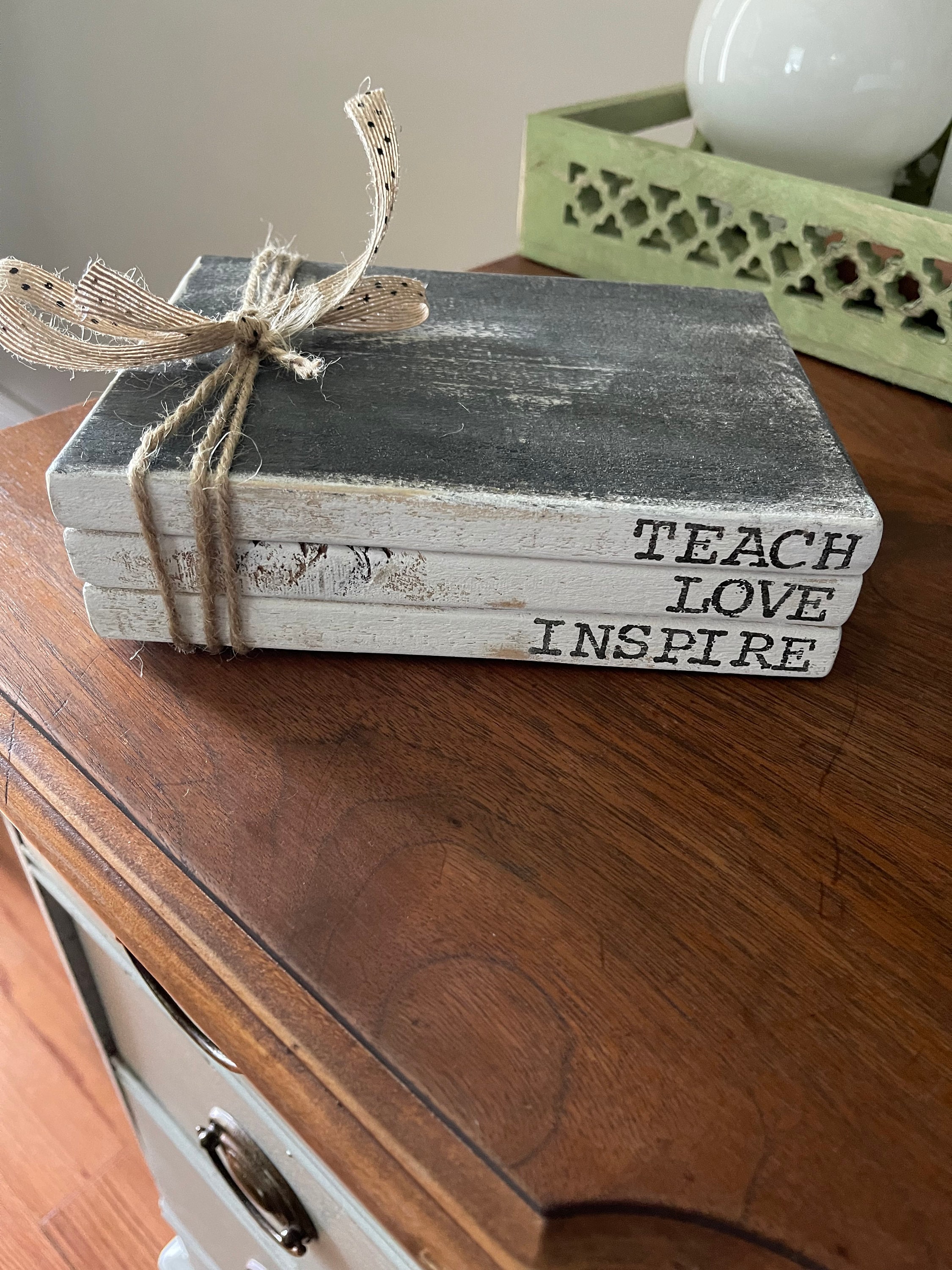 Wood Stacked Books - Etsy